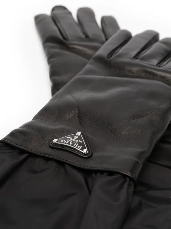 Prada Enamel-logo Leather Gloves