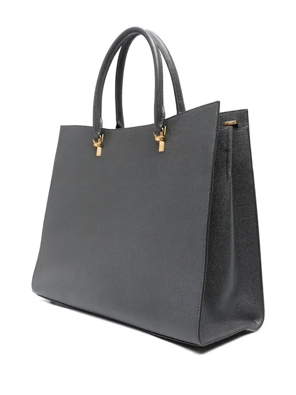 Thom Browne Pebble Grain Leather Duet Tote - Grey