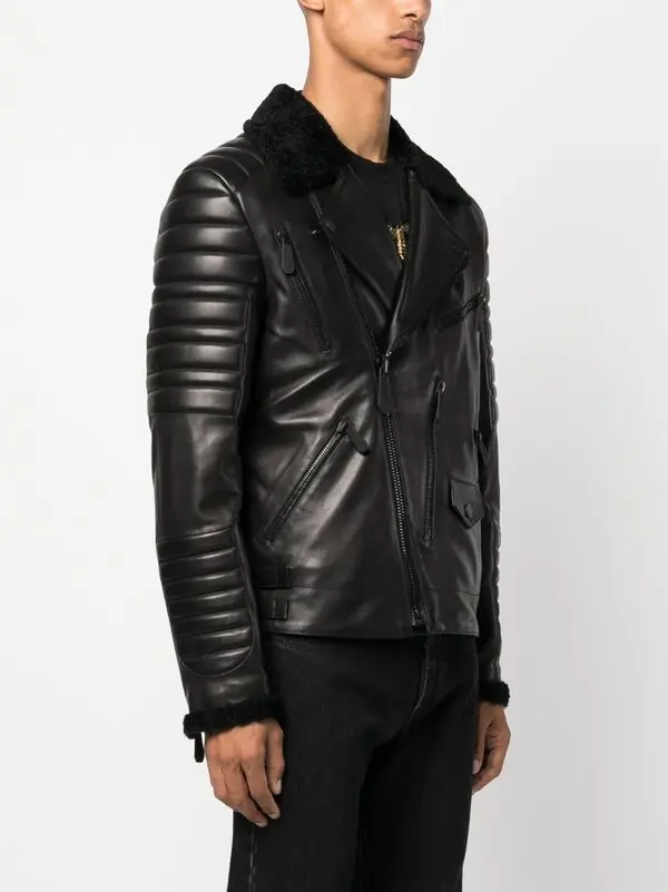 Philipp Plein Logo-debossed Leather Jacket