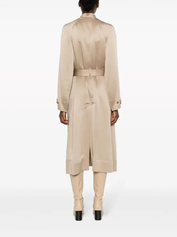 10 CORSO COMO Double-breasted Belted Satin Coat - Neutrals