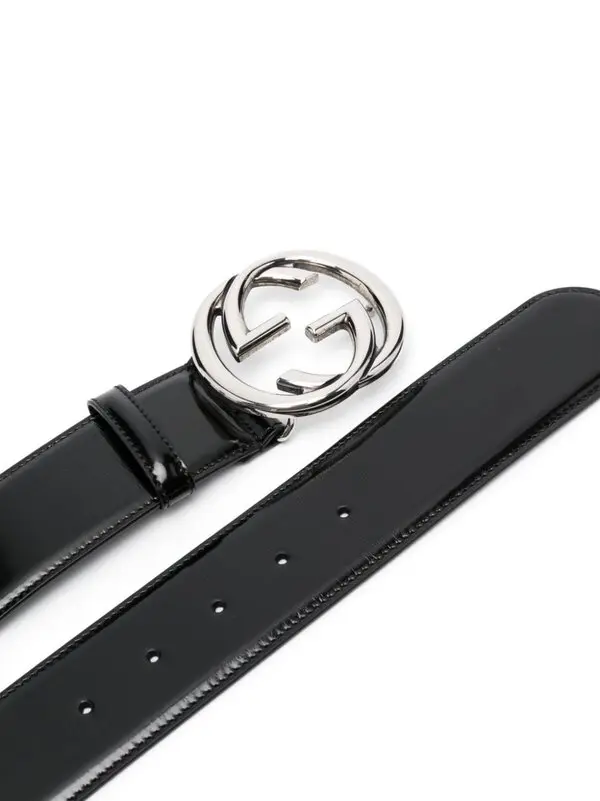 Gucci Interlocking G Leather Belt - Black