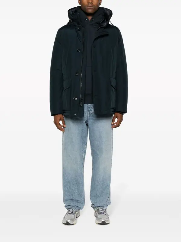 Woolrich Arctic Button-up Hooded Down Jacket - Blue