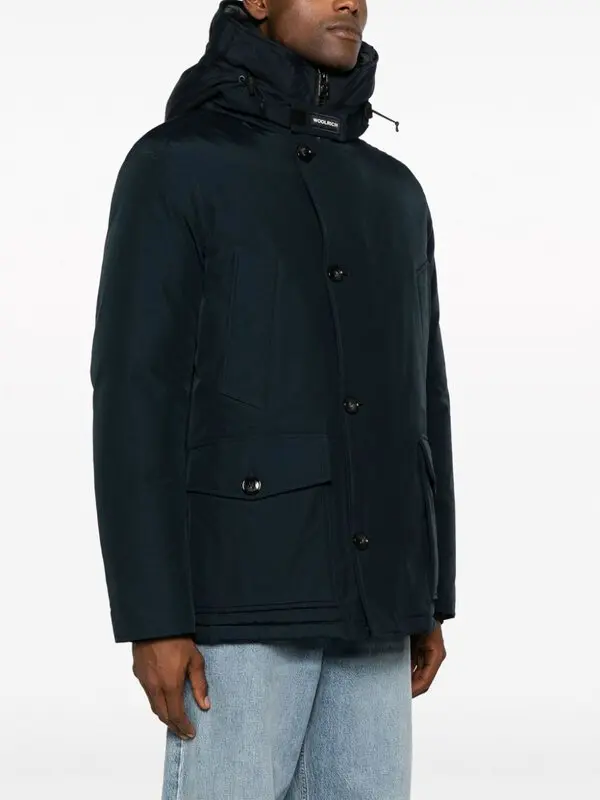 Woolrich Arctic Button-up Hooded Down Jacket - Blue