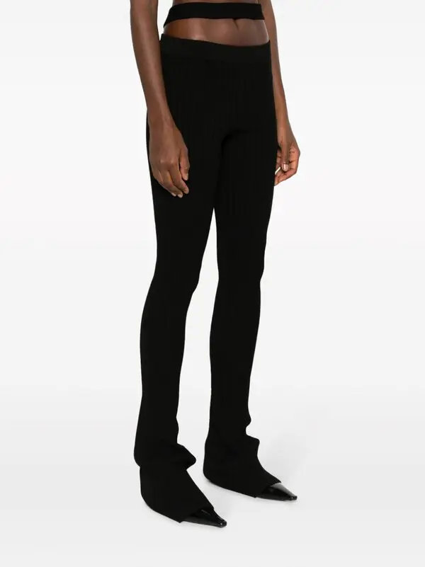 ANDREĀDAMO Ribbed-knit Flared Trousers - Black