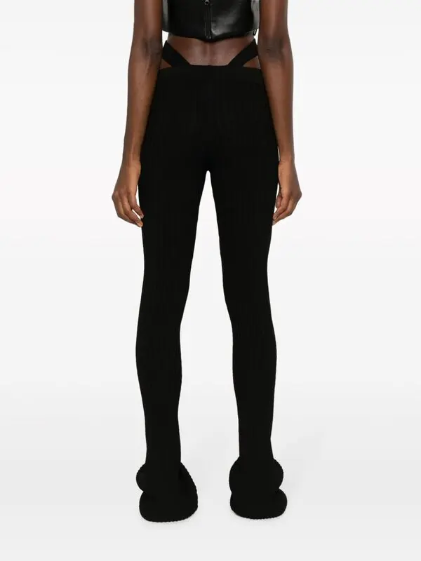 ANDREĀDAMO Ribbed-knit Flared Trousers - Black