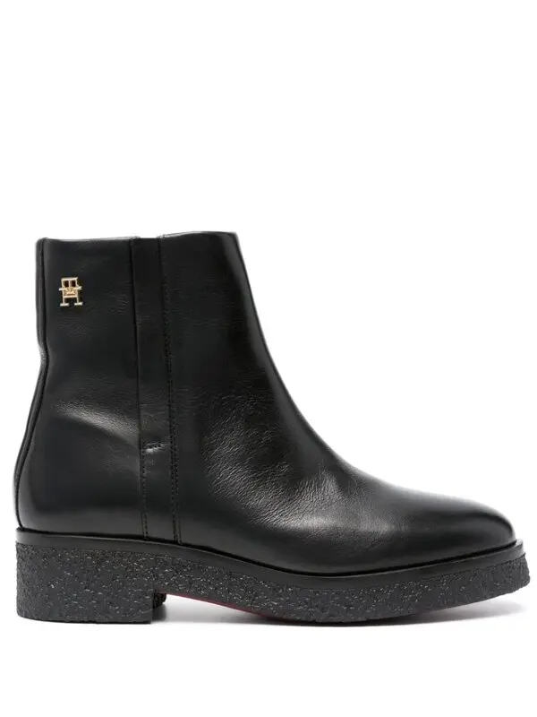 Tommy Hilfiger Logo-plaque Leather Ankle Boots