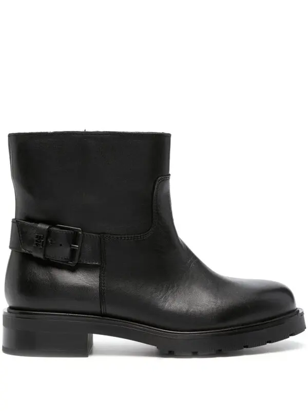Tommy Hilfiger Almond-toe Leather Ankle Boots