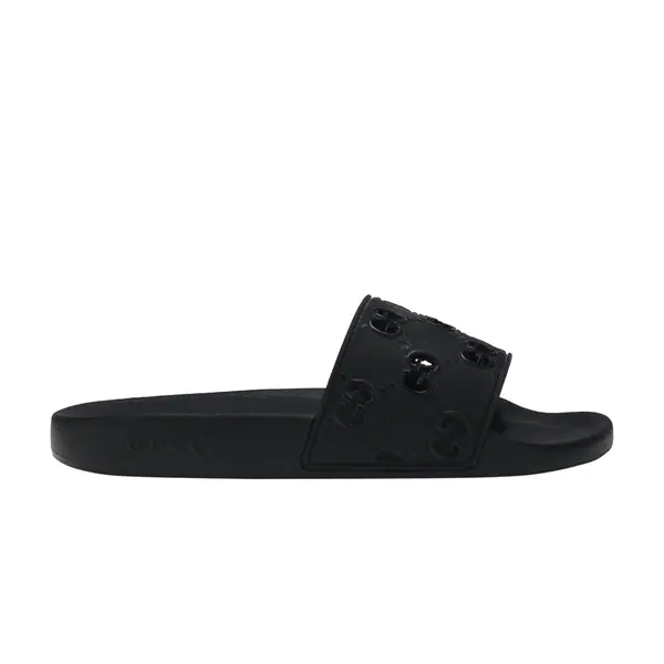 Gucci Rubber Gg Slides - Black