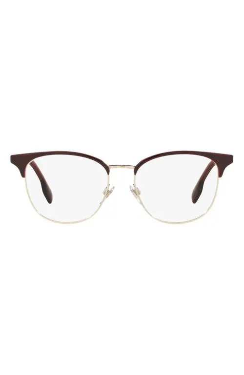 Burberry Sophia Square Eyeglasses - Light Gold/burgundy