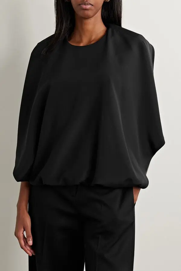 FFORME Kaia Draped Cape-effect Silk-crepe Top