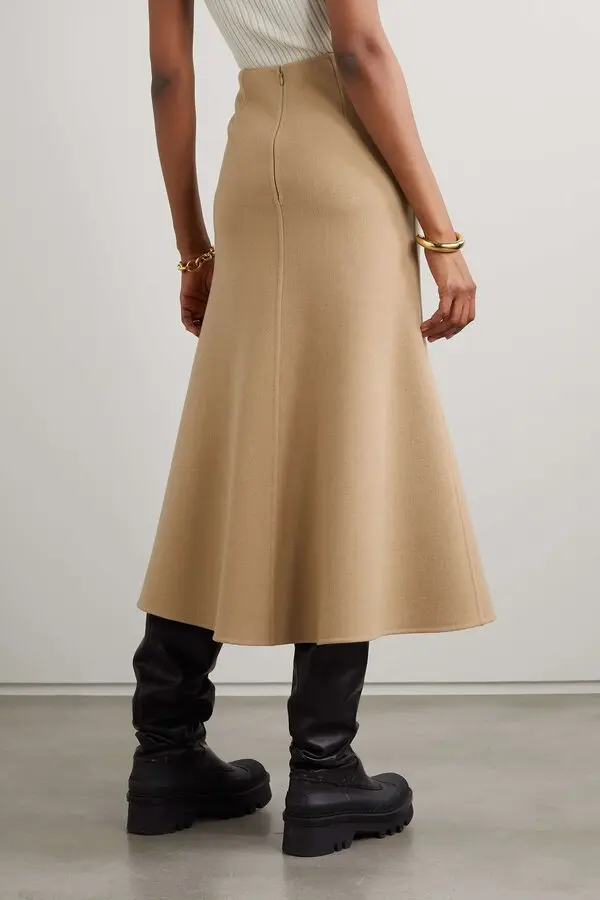 Chloé Wool And Cashmere-blend Midi Skirt - Tan