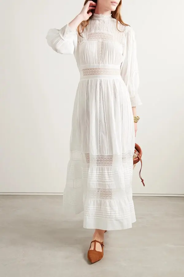 chinese dress ladies Magnolia White Scoop-Neck Midi Dress With Drop-Waist And Ruffling De – Club  L London main image 1