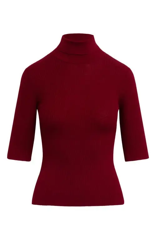 FAVORITE DAUGHTER The Amelia Merino Wool Turtleneck Top - Winery