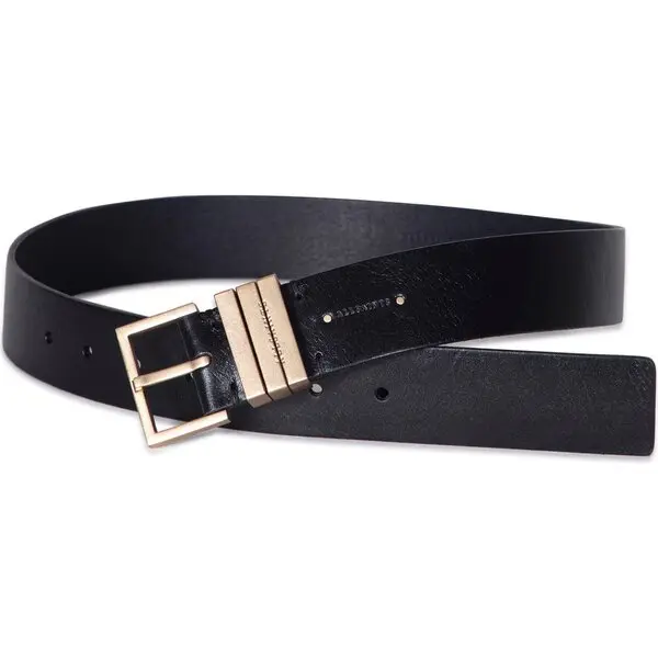 ALLSAINTS Leather Belt - Black / Warm Brass