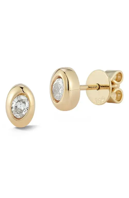 DANA REBECCA DESIGNS Mikaela Estelle Oval Diamond Stud Earrings - Yellow Gold