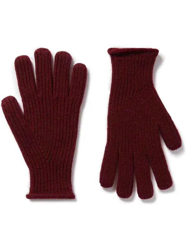 Mr P. Ribbed Wool Gloves - Burgundy