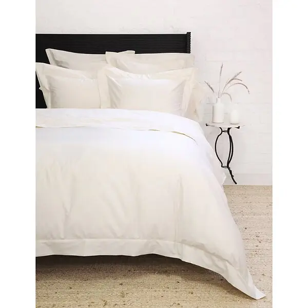 POM POM AT HOME Classico Hemstitch Cotton Sateen Duvet Cover Set, Twin - Ivory