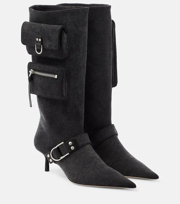 Blumarine Denim Knee-high Boots - Blue