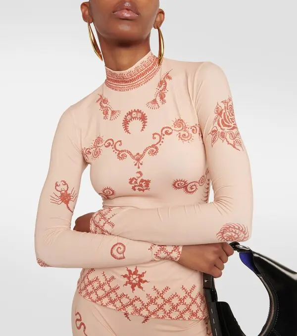 MARINE SERRE Regenerated Second Skin Jersey Top