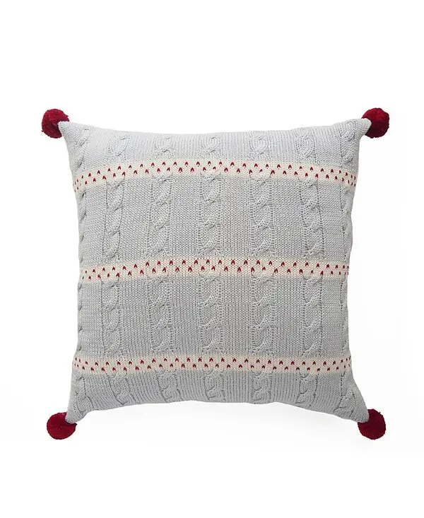 MELANGE COLLECTION Cable Knit Holiday Throw Pillow, 14 X 14 - Grey