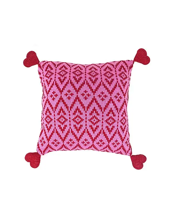 MELANGE COLLECTION Heart Tassel Pillow, 10 X 10 - Red