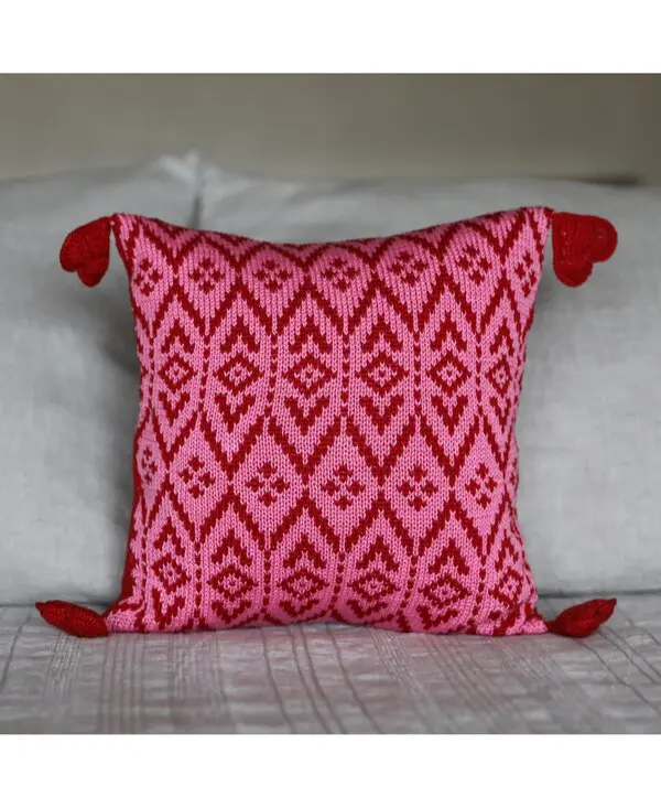 MELANGE COLLECTION Heart Tassel Pillow, 10 X 10