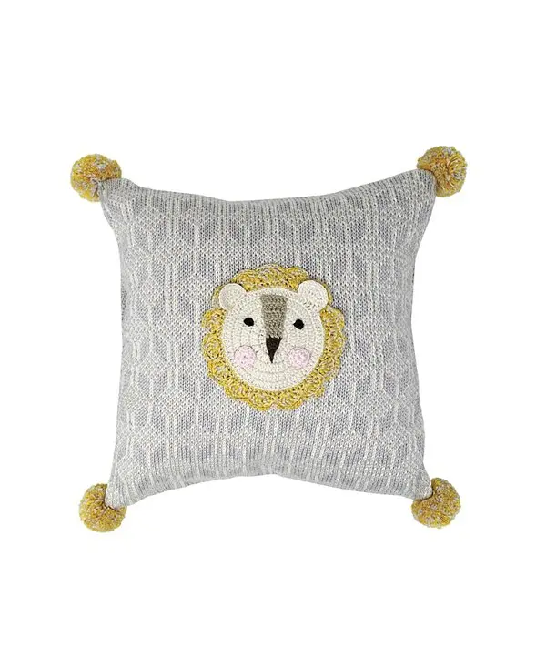 MELANGE COLLECTION Lion Pillow, 10 X 10