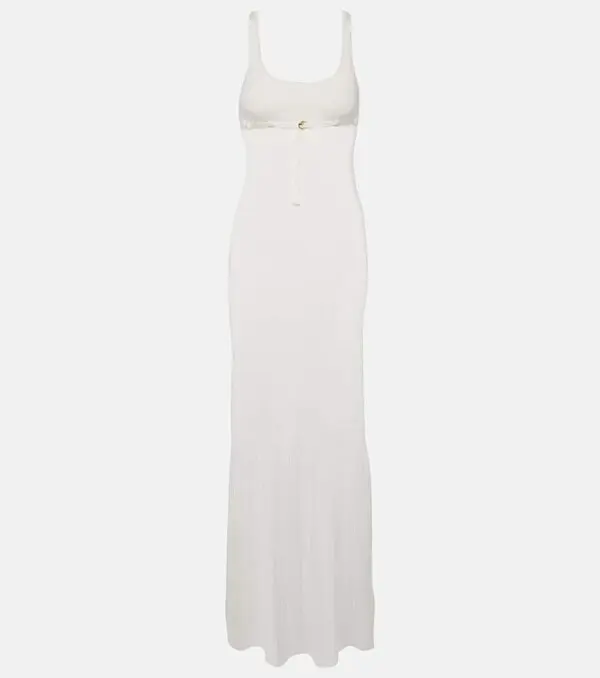 Jacquemus Robe Maille Oranger Maxi Dress - White