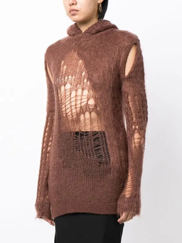 Rick Owens Perforated Knitted Hoodie