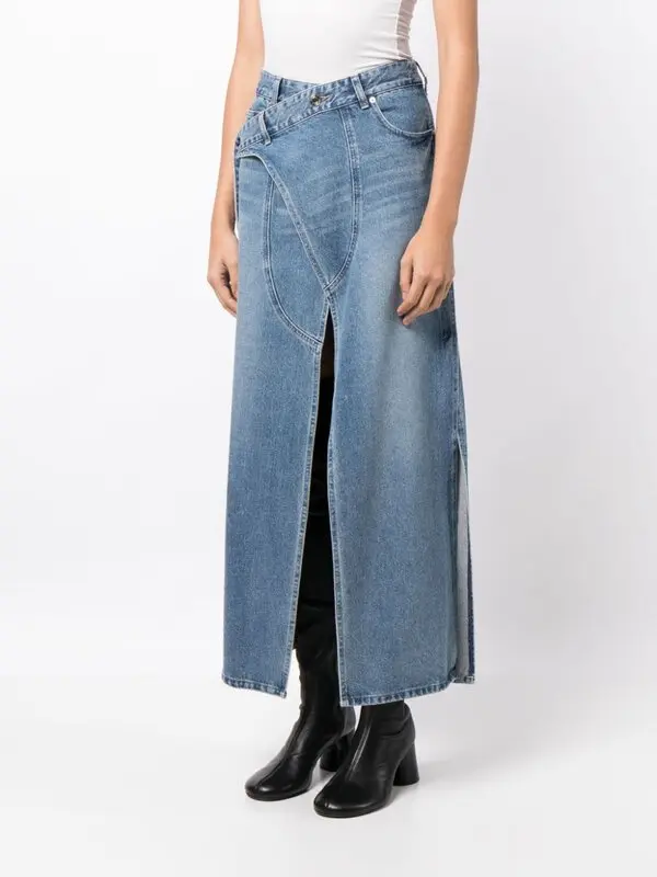 SYSTEM Logo-patch Cotton Denim Skirt