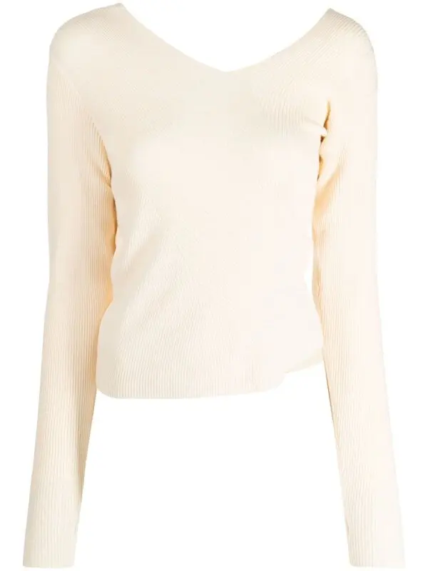 SYSTEM Asymmetric Ribbed-knit Jumper - Neutrals