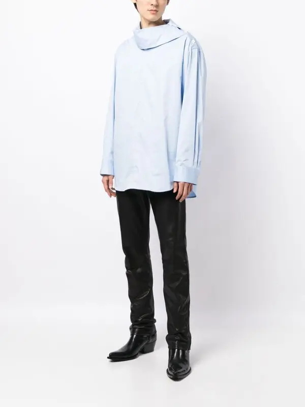 SYSTEM Oversize-pointed Collar Cotton Shirt