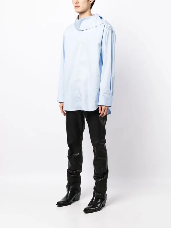 SYSTEM Oversize-pointed Collar Cotton Shirt