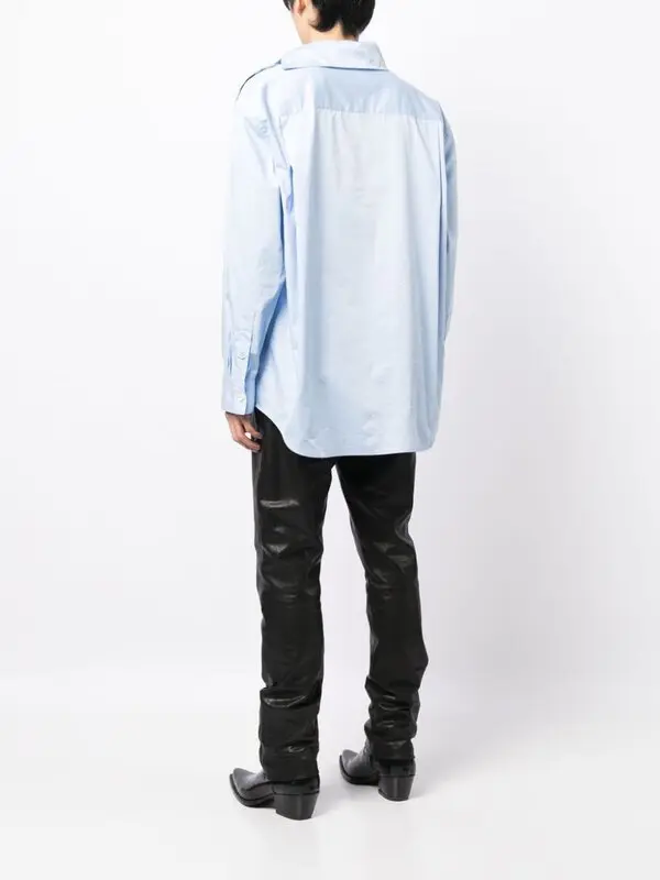 SYSTEM Oversize-pointed Collar Cotton Shirt
