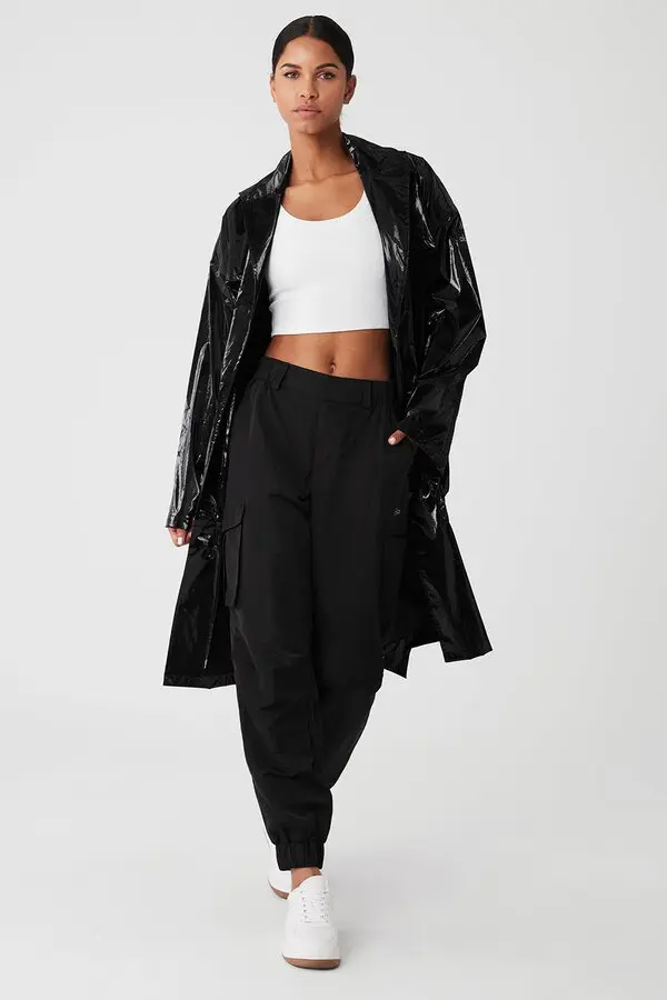 Alo Yoga Metallic Break Line Trench Jacket - Black Metallic