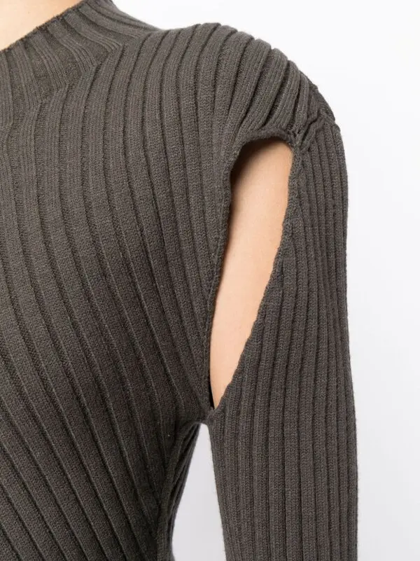 LOW CLASSIC Ribbed-knit Jumper With Cut-out Detailing