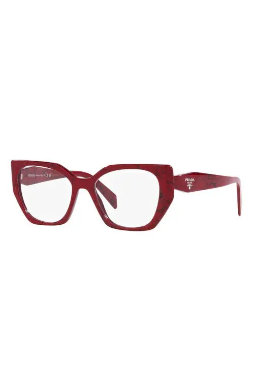 Prada 54mm Square Optical Glasses - Black White/ Red
