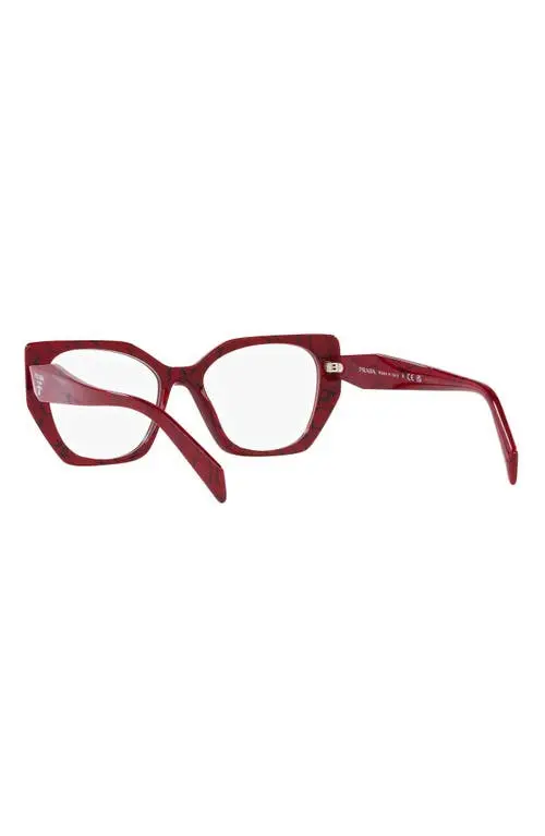 Prada 54mm Square Optical Glasses - Black White/ Red