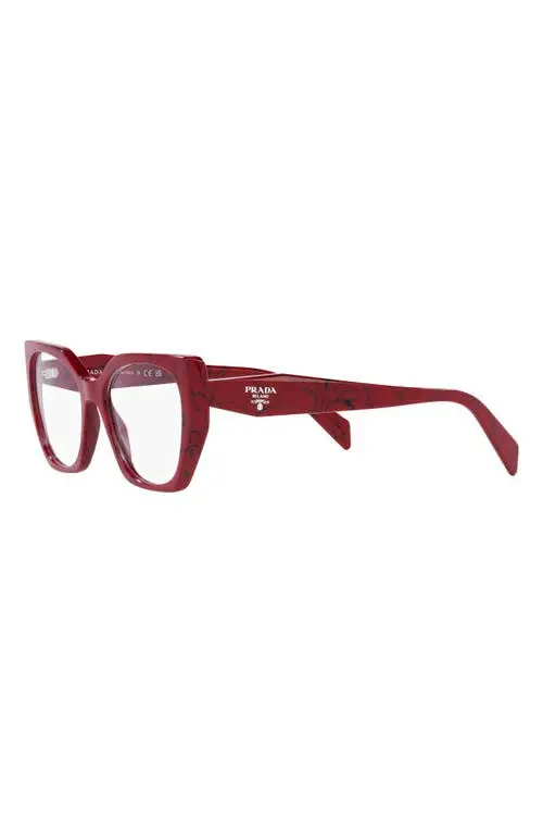 Prada 54mm Square Optical Glasses - Black White/ Red