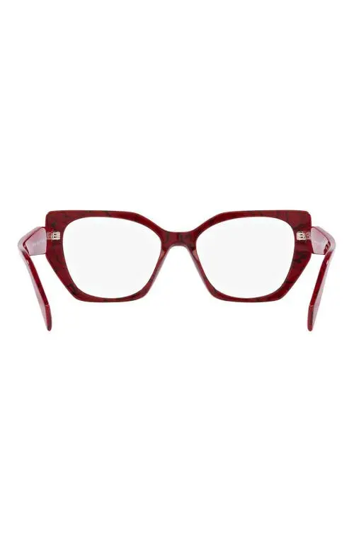 Prada 54mm Square Optical Glasses - Black White/ Red