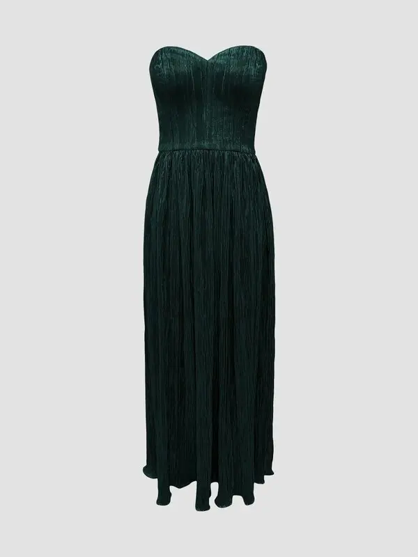 Dress The Population Audrina Plissé Strapless Gown - Deep Emerald