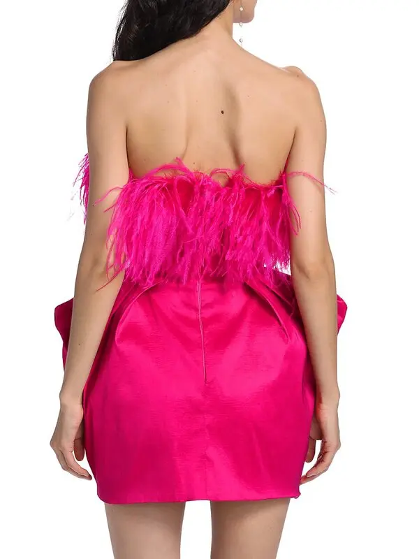 MICHAEL COSTELLO Paula Feather-trimmed Minidress
