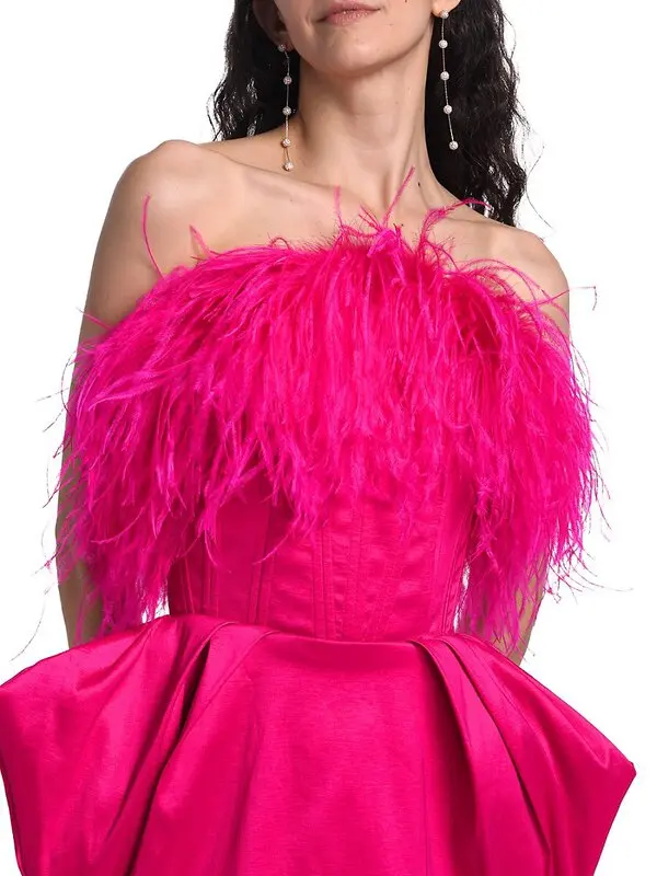 MICHAEL COSTELLO Paula Feather-trimmed Minidress