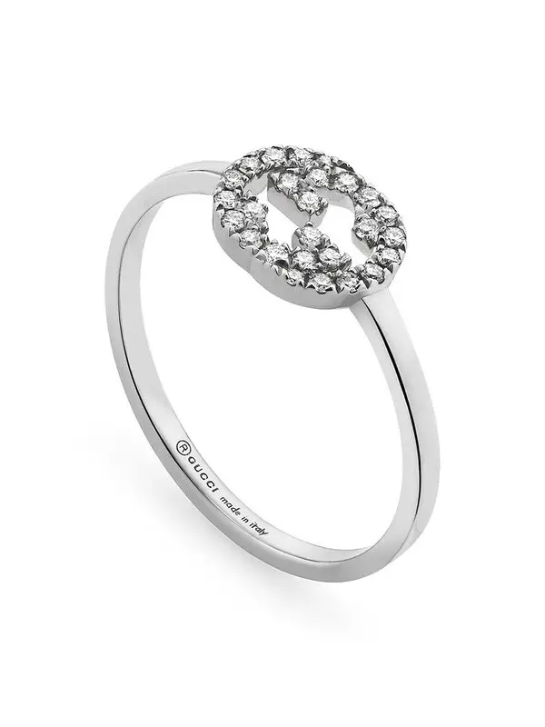 Gucci Interlocking G 18k & 0.12 Tcw Diamond Ring - White Gold