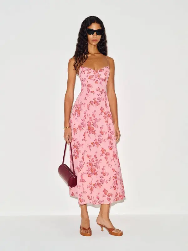 REFORMATION Jaelyn Midi Dress - Pink