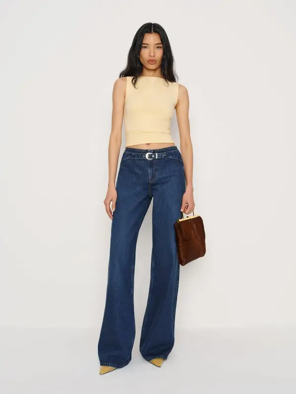 REFORMATION Cary Low Rise Wide Leg Jeans - Blue