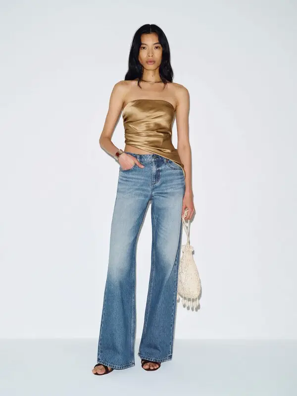 REFORMATION Cary Low Rise Wide Leg Jeans - Blue