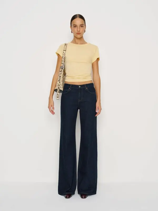 REFORMATION Cary Low Rise Wide Leg Jeans - Blue