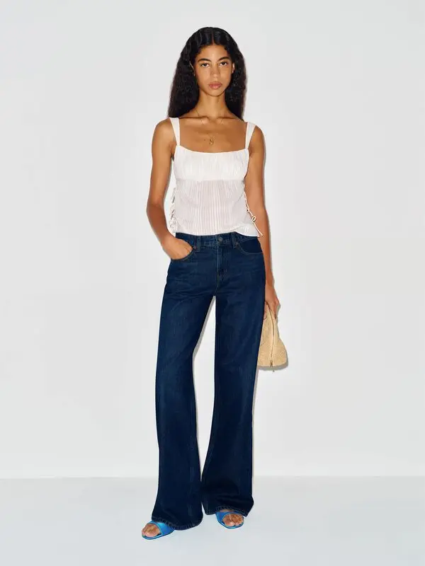 REFORMATION Cary Low Rise Wide Leg Jeans - Blue