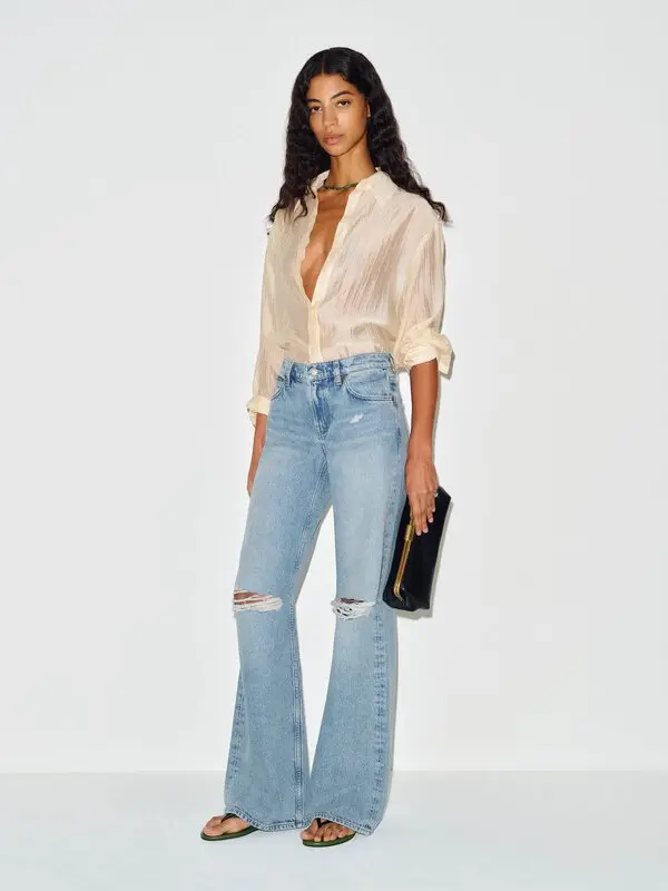 REFORMATION Cary Low Rise Wide Leg Jeans - Blue
